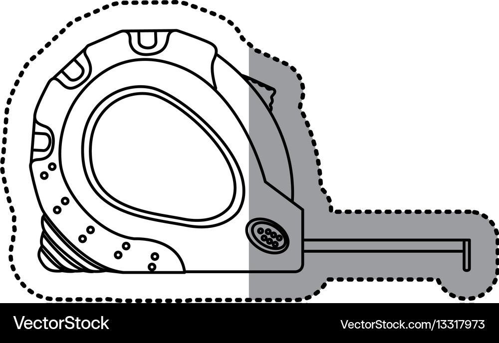 Sticker outline tape measure icon tool Royalty Free Vector