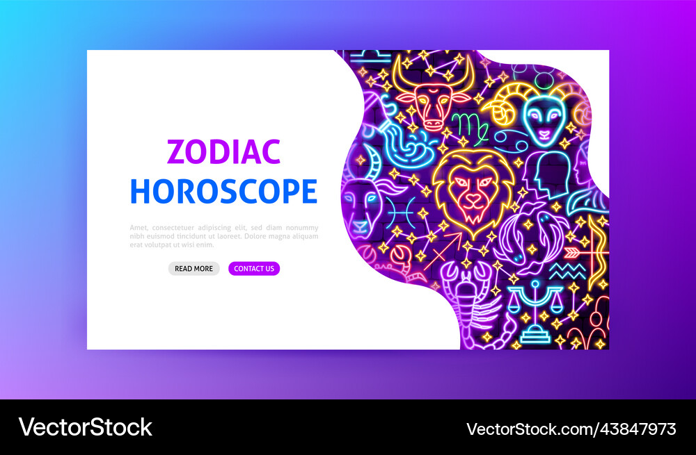 Zodiac horoscope neon landing page Royalty Free Vector Image