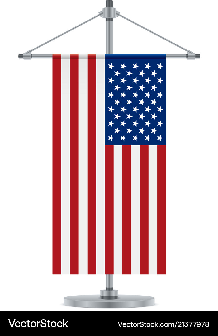 American flag on the cross metallic pole Vector Image
