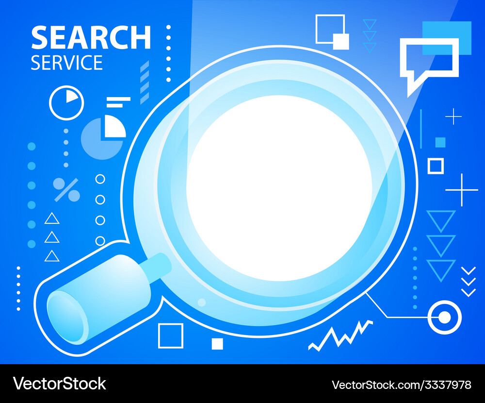 Bright glass search on blue background for b Vector Image