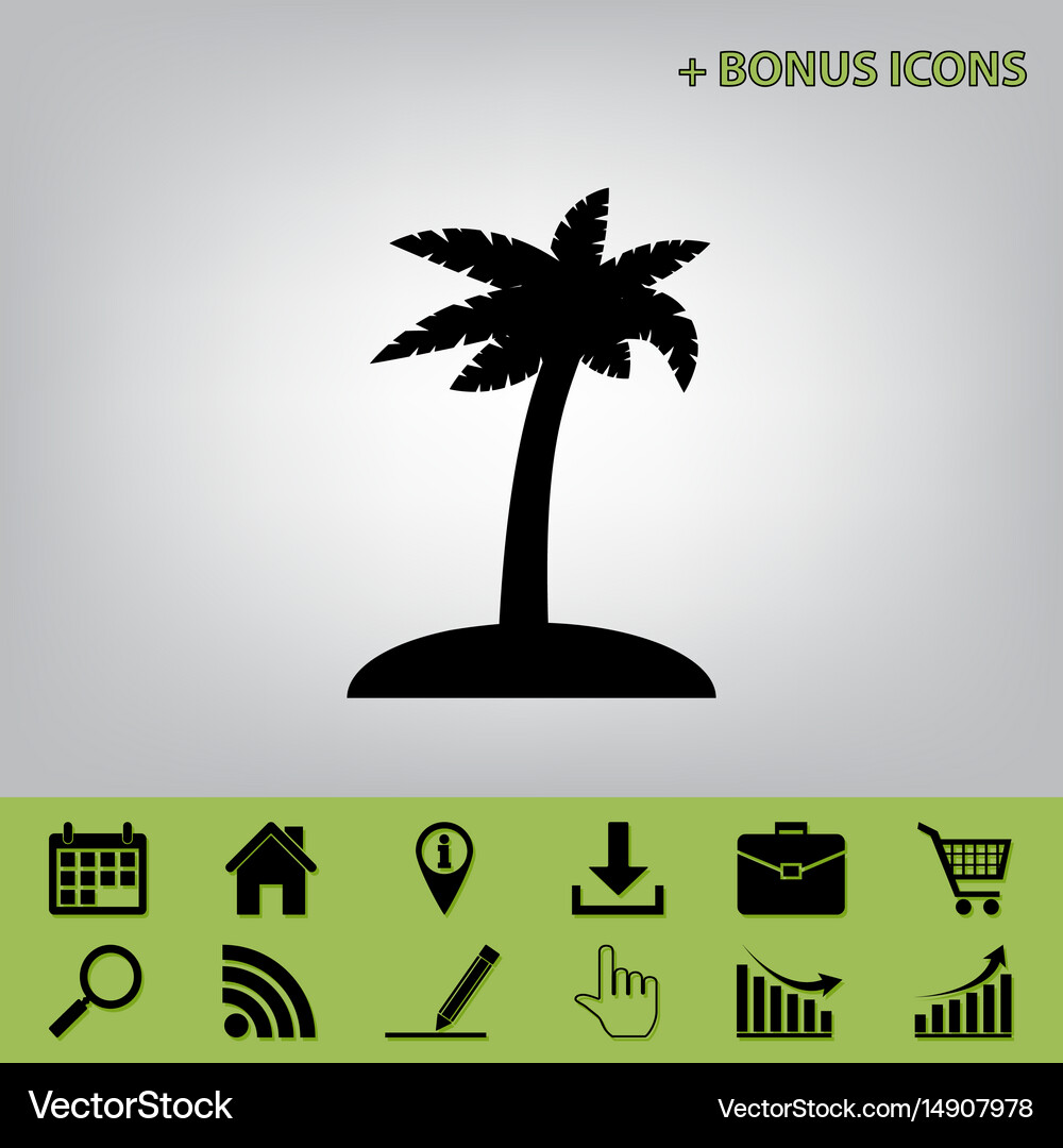 Coconut palm tree sign black icon at gray Vector Image