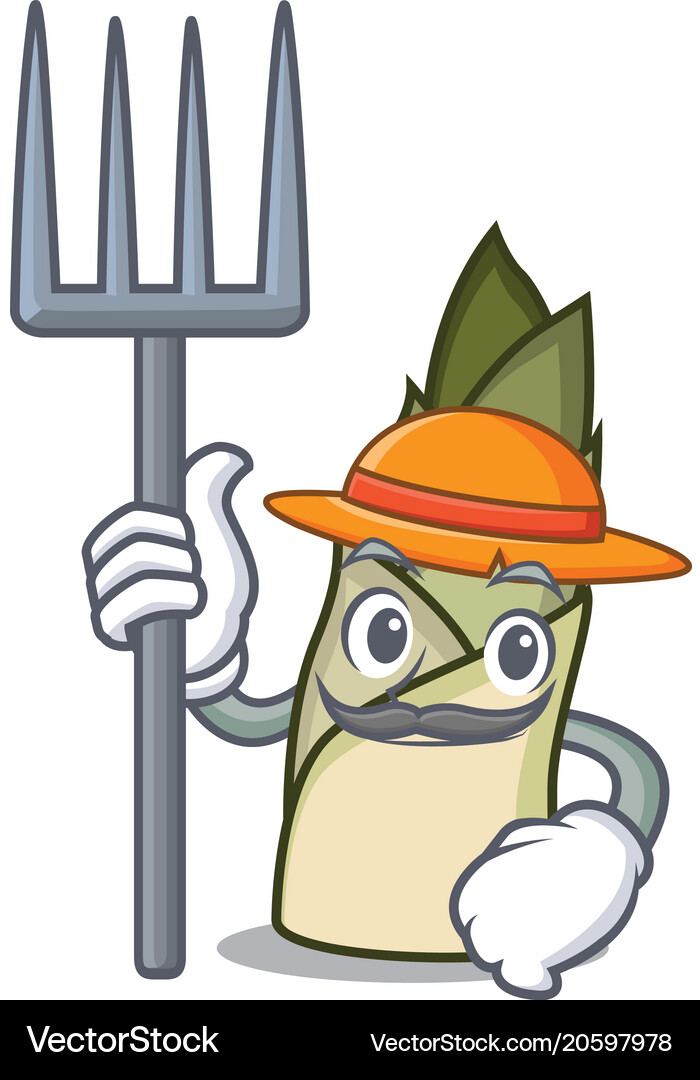 Farmer bamboo shoot character cartoon Royalty Free Vector