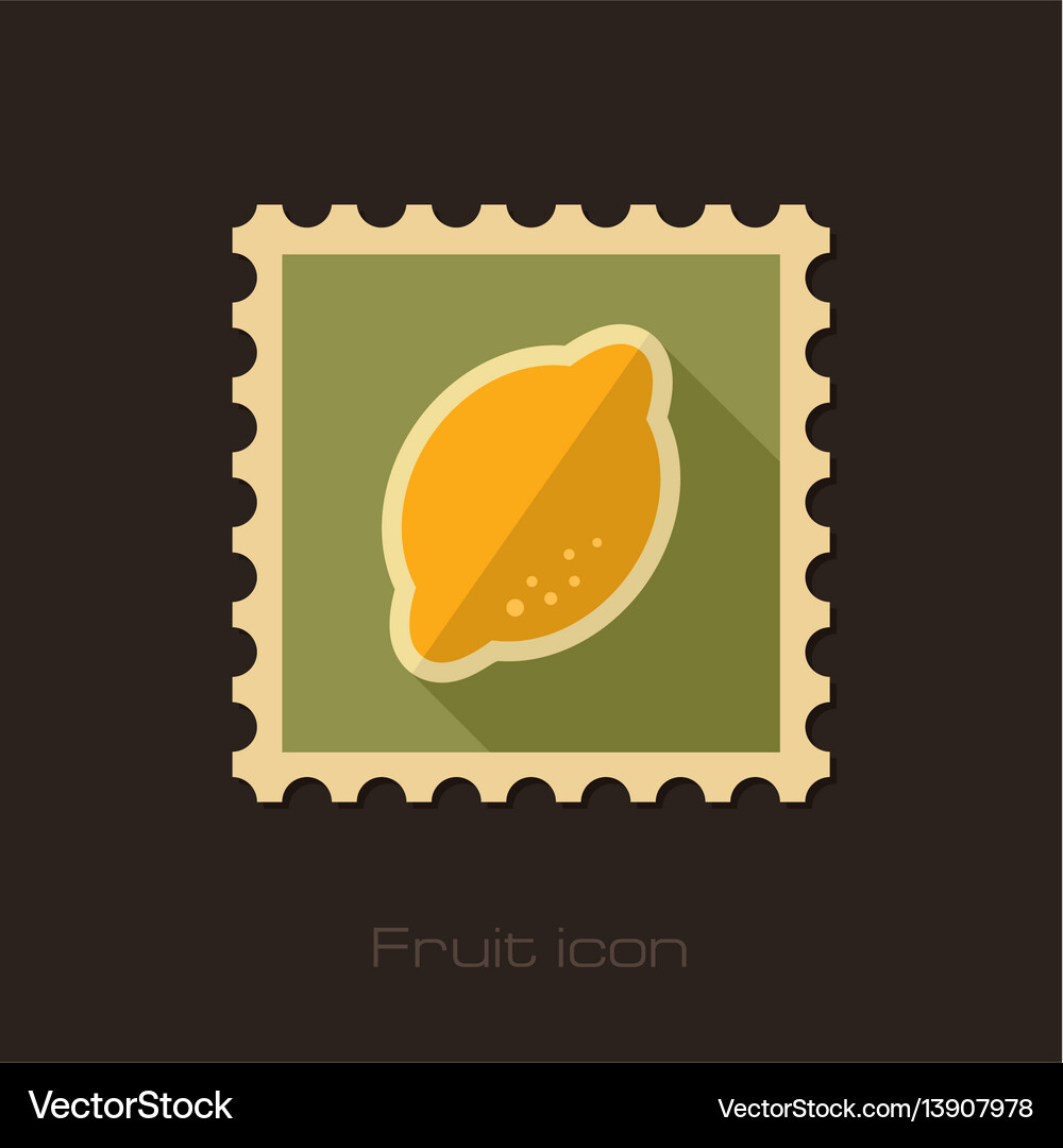 Lemon flat stamp tropical fruit Royalty Free Vector Image