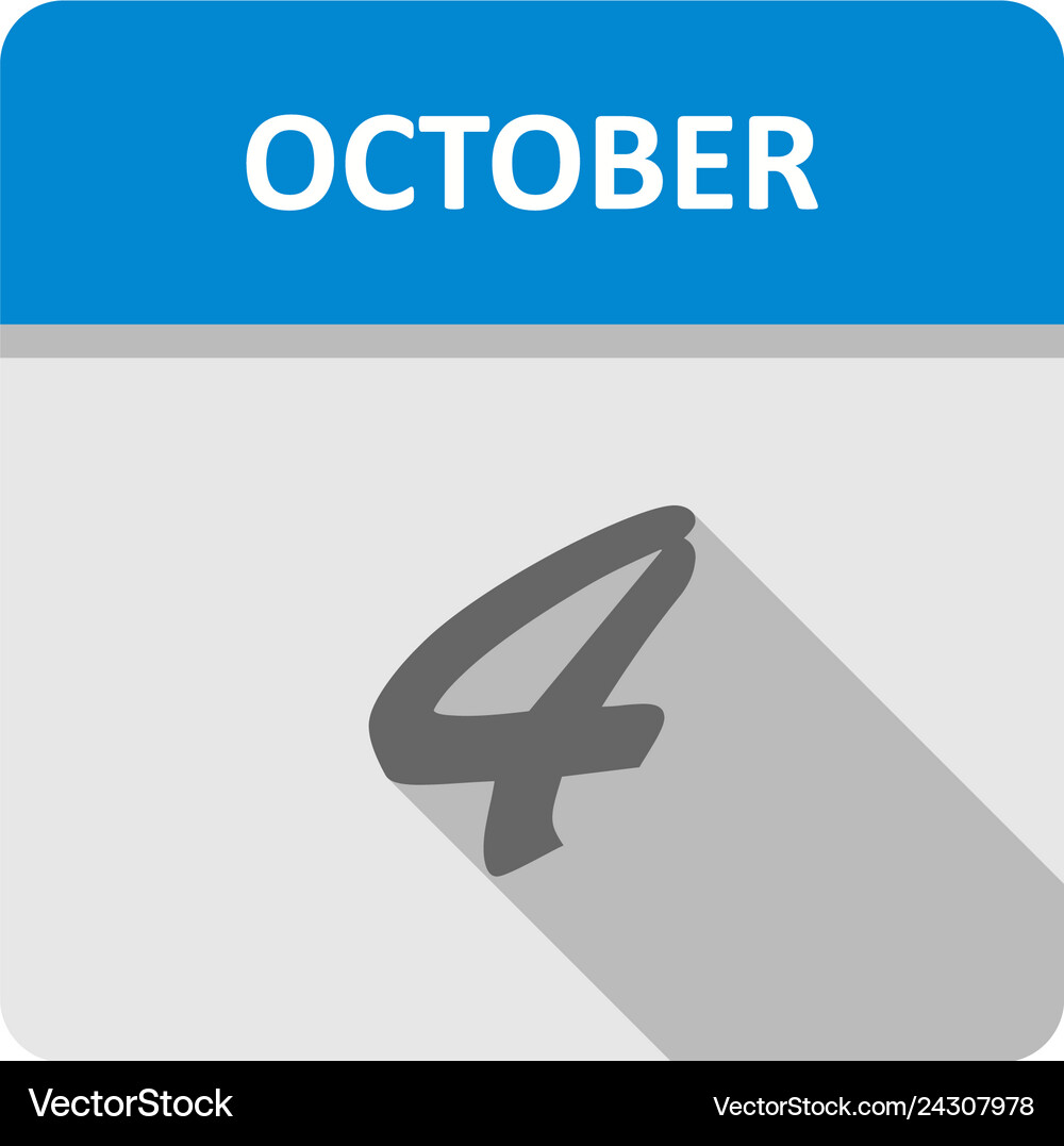 October 4th date on a single day calendar Vector Image