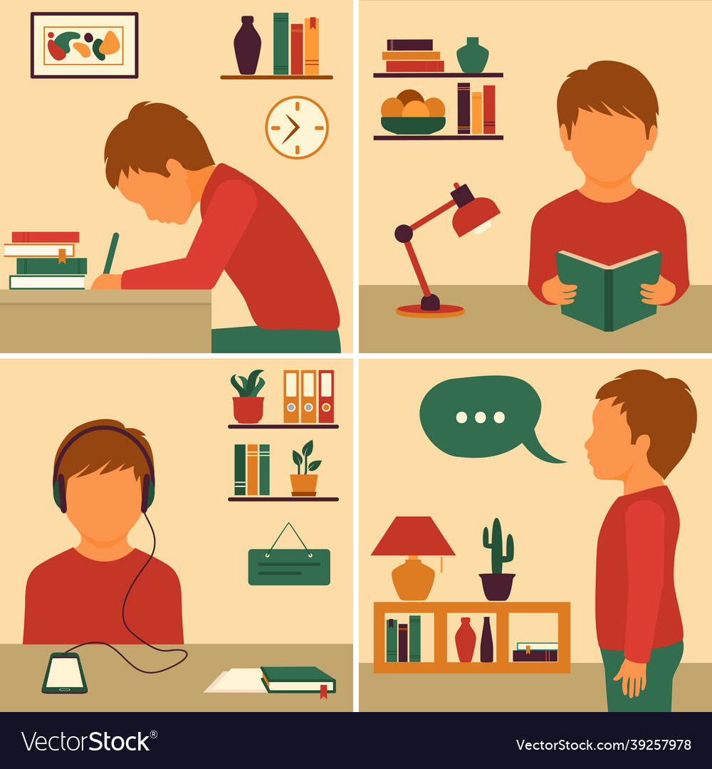 Reading Writing Speaking Listening Primary Vector Image