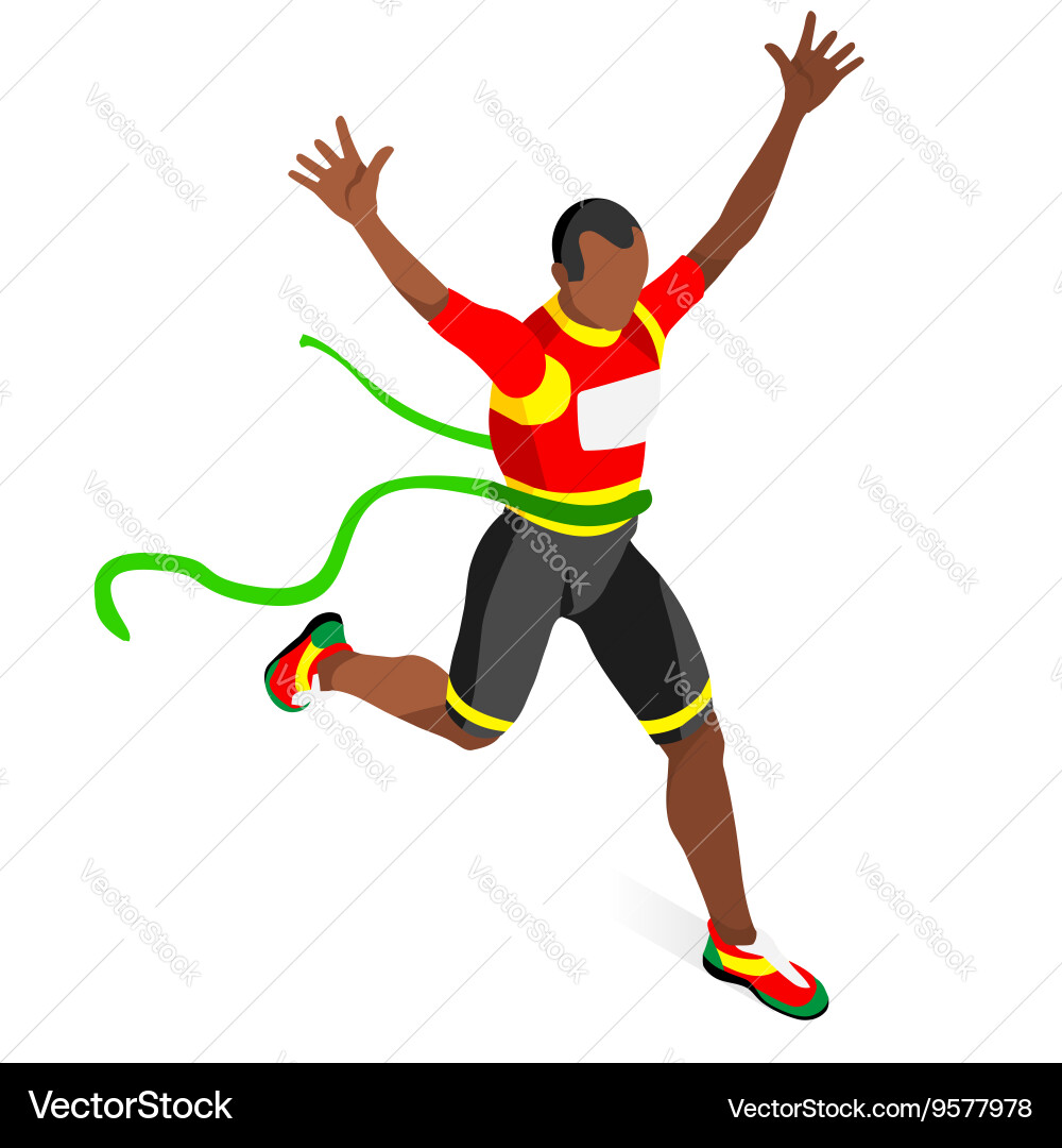 Running winner 2016 sports 3d isometric Royalty Free Vector