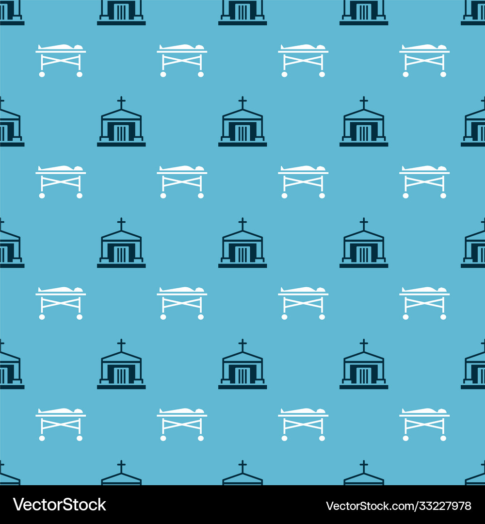 Set old crypt and dead body in morgue Royalty Free Vector