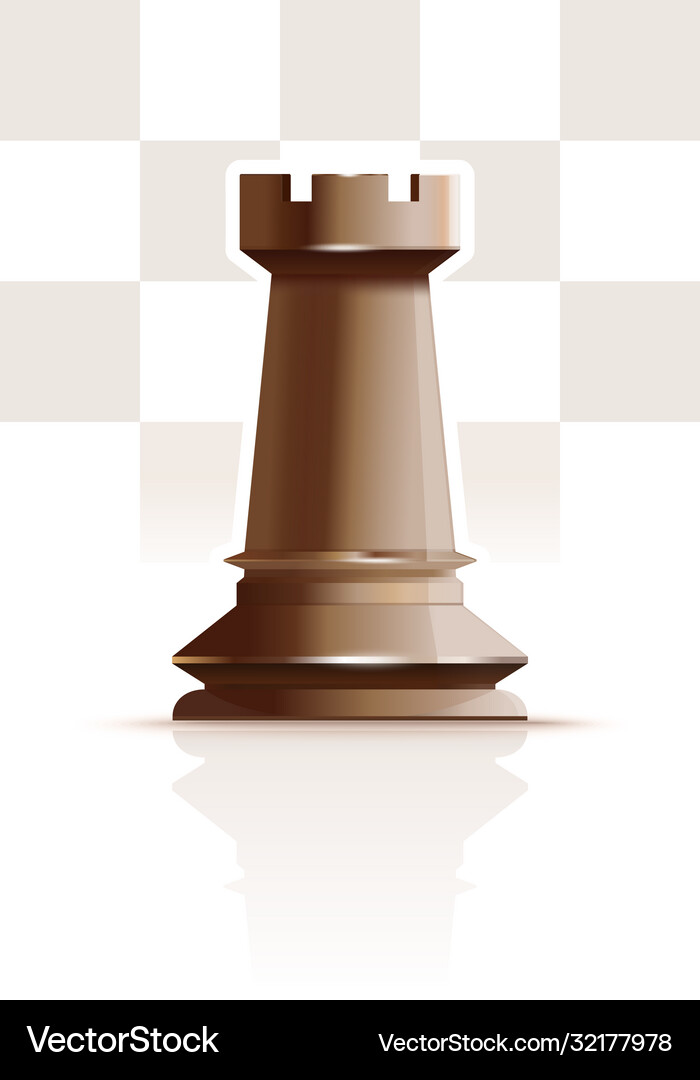 White chess figure rook realistic icon Royalty Free Vector
