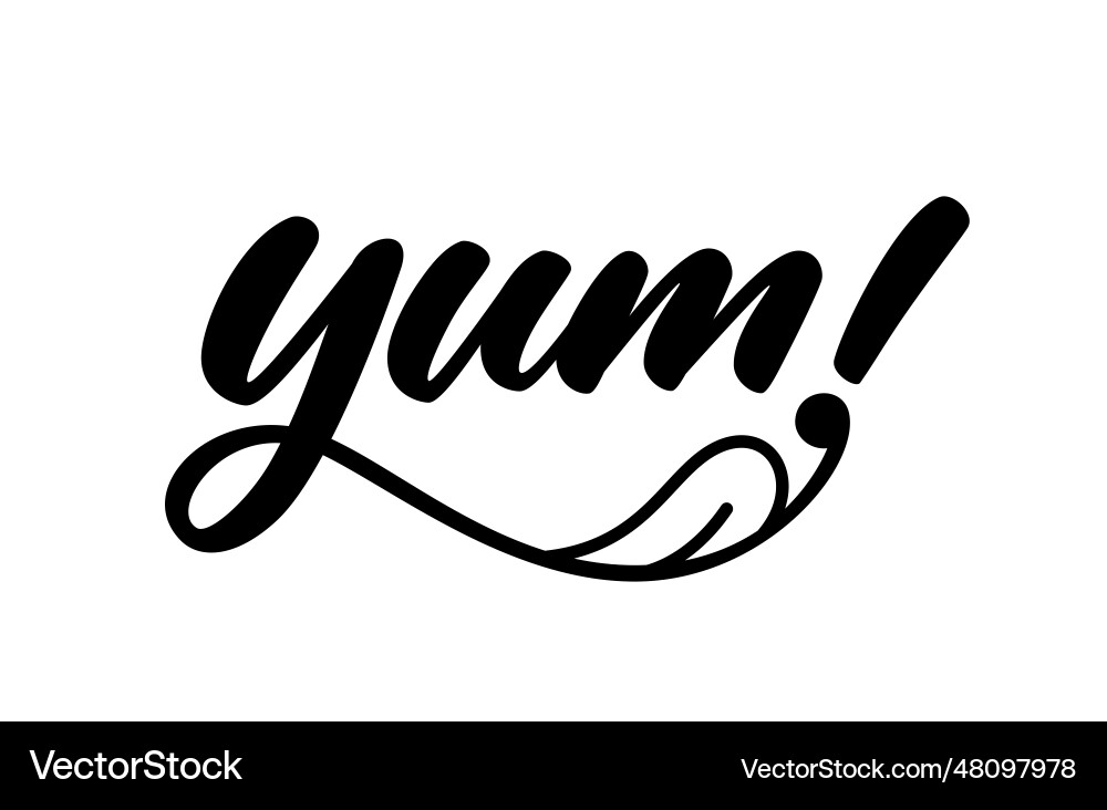 Yum yummy handwritten word Royalty Free Vector Image