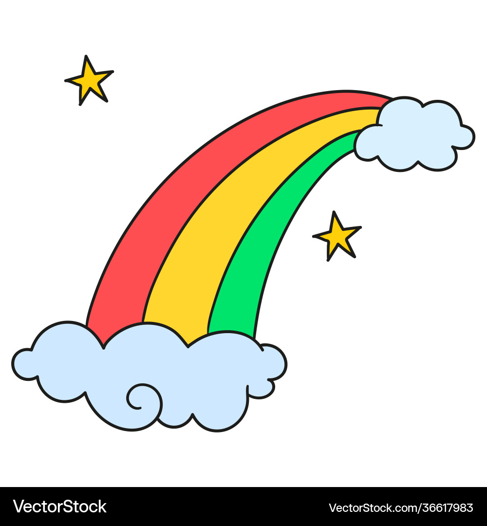 Beautiful rainbow bridge doodle kawaii doodle Vector Image