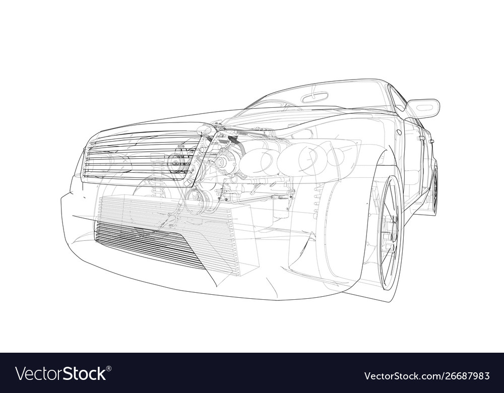 Concept car rendering 3d Royalty Free Vector Image