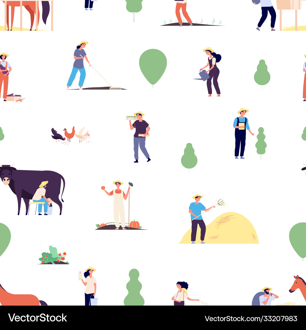 Farmers pattern gardener team agriculture or Vector Image