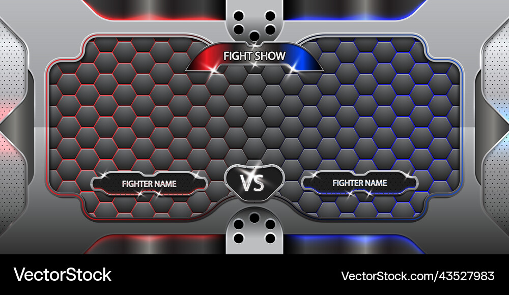 Fight sport horizontal poster with 3d realistic Vector Image