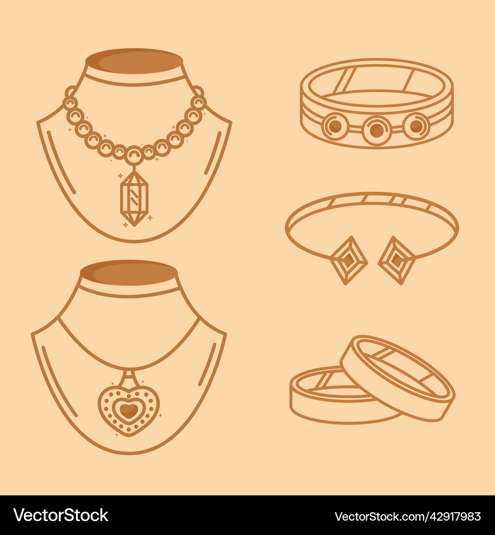 Five jewelry luxury icons Royalty Free Vector Image