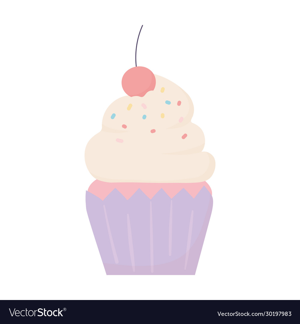 Happy birthday sweet cupcake cherry celebration Vector Image