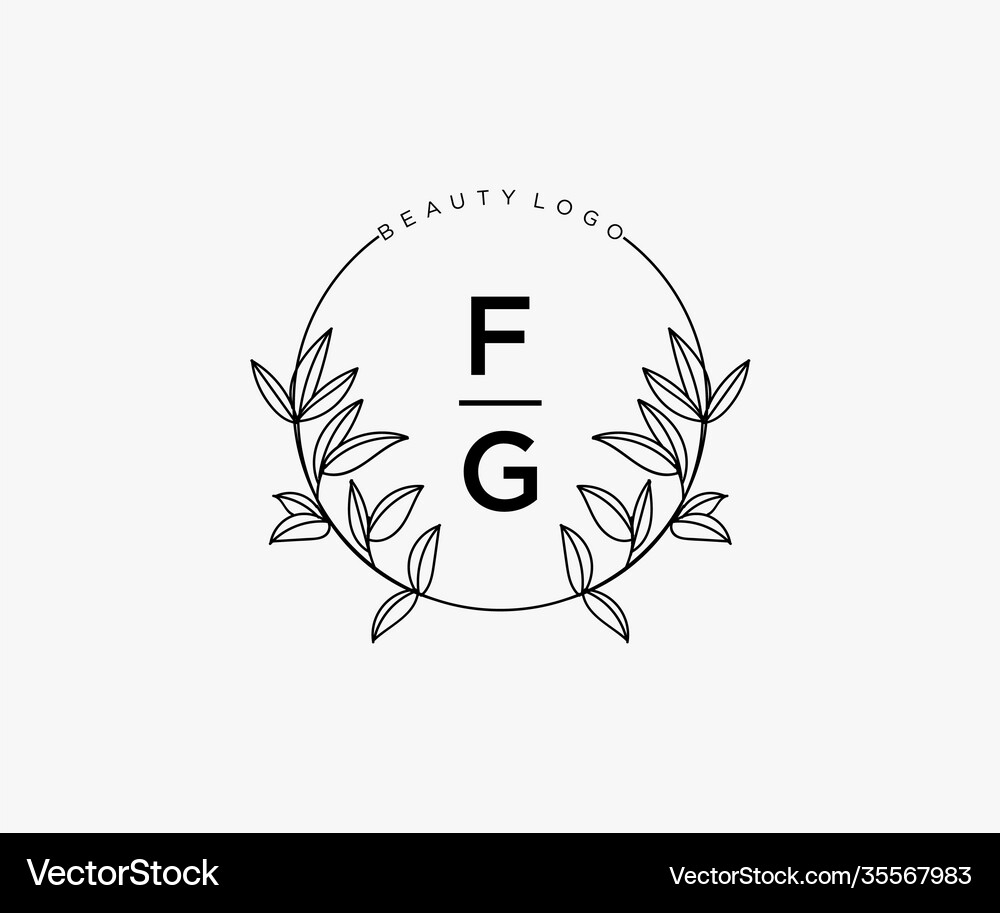Initial fg letters beautiful floral feminine Vector Image