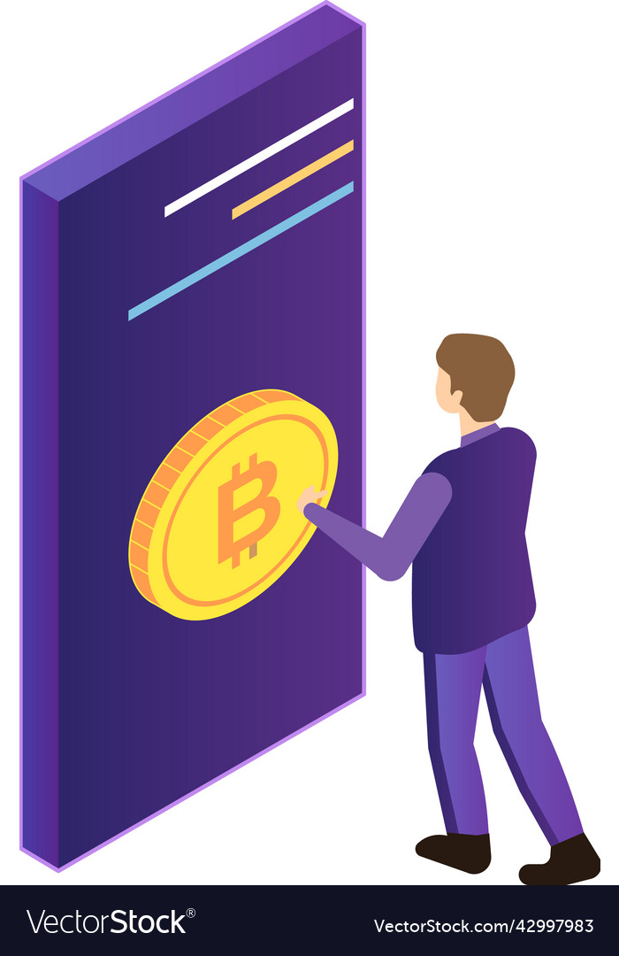 Isometric cryptocurrency user composition Vector Image