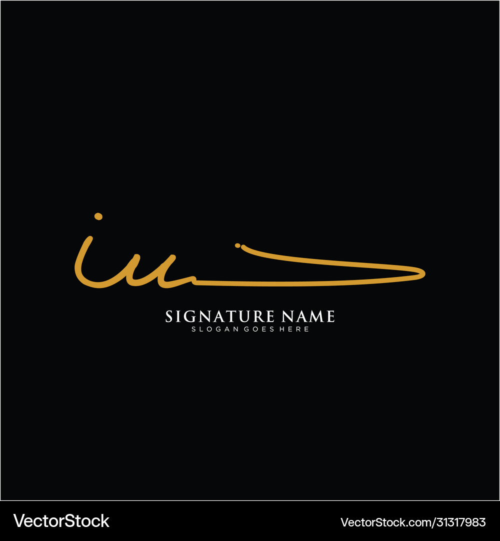 Letter iu signature logo template Royalty Free Vector Image
