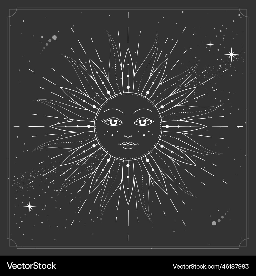 Magic witchcraft card with astrology sun sign Vector Image