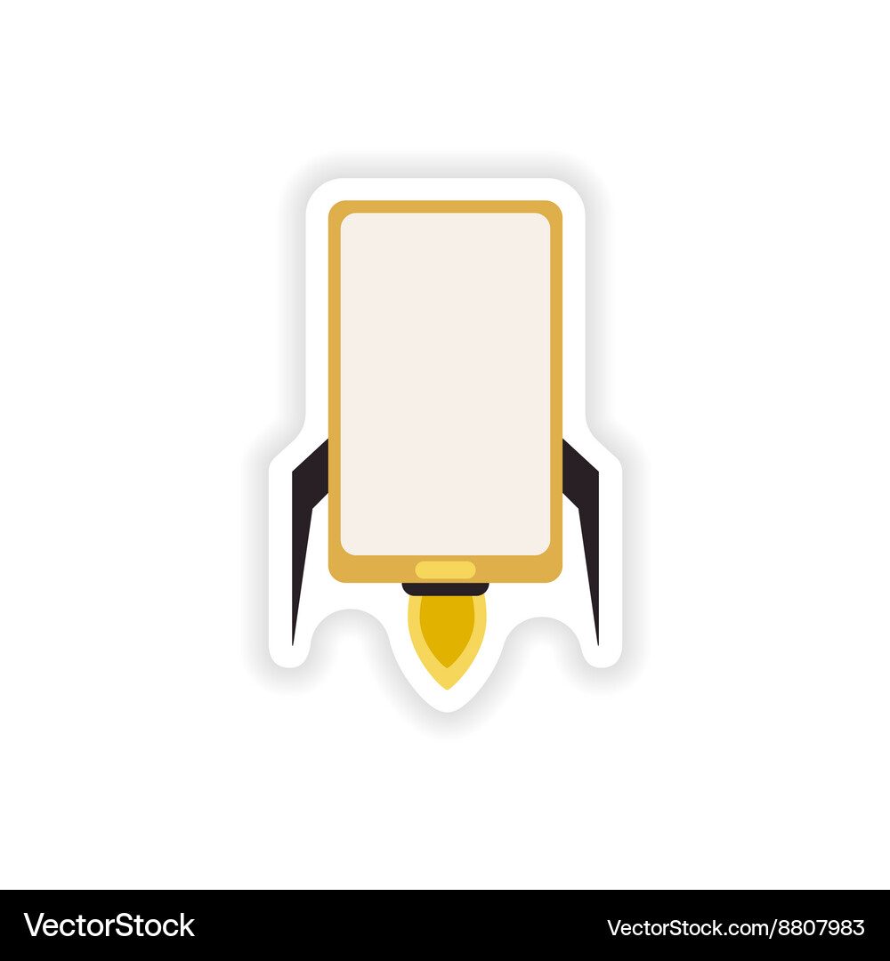 Paper sticker on white background mobile phone Vector Image