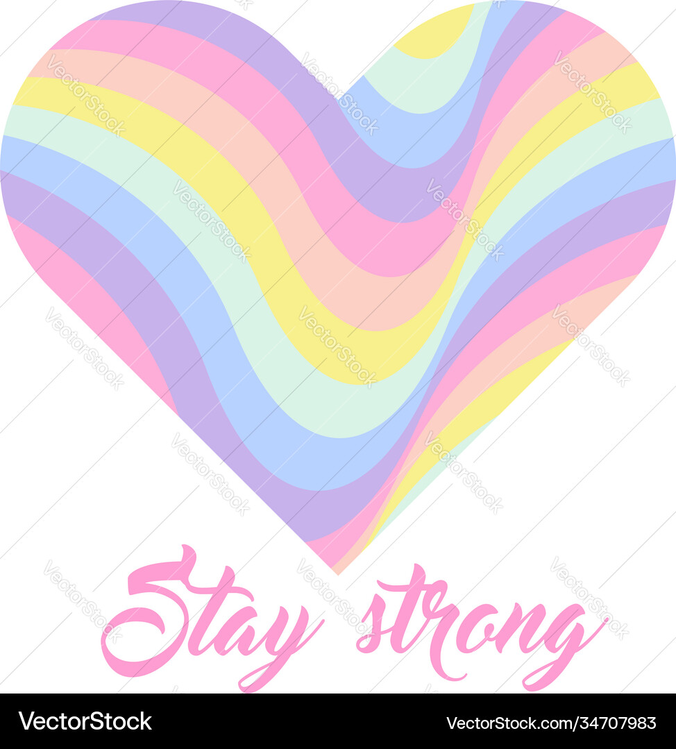 Pastel rainbow heart background inspirational Vector Image