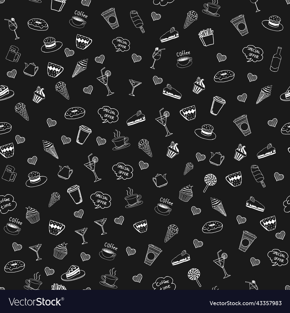 Seamless pattern doodle coffee cakes cake Vector Image