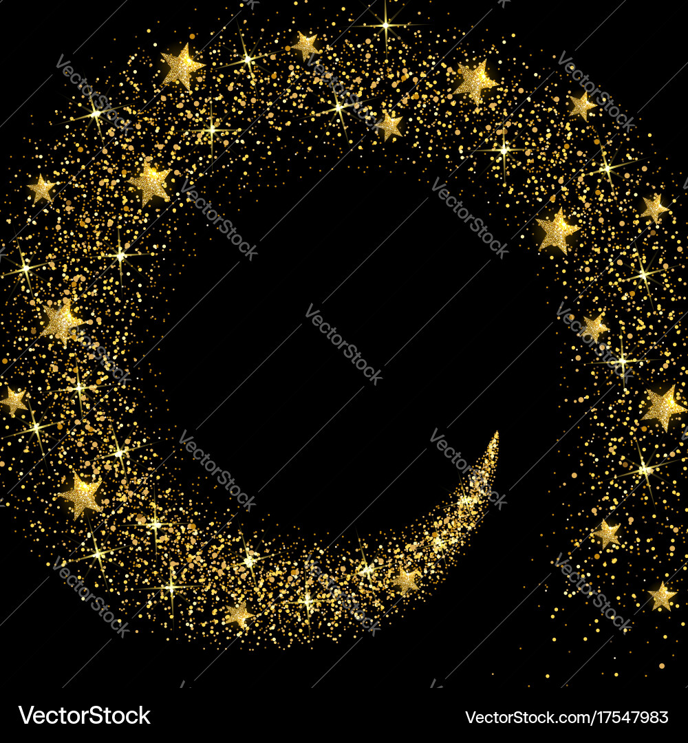 Stream golden stars and particles Royalty Free Vector Image