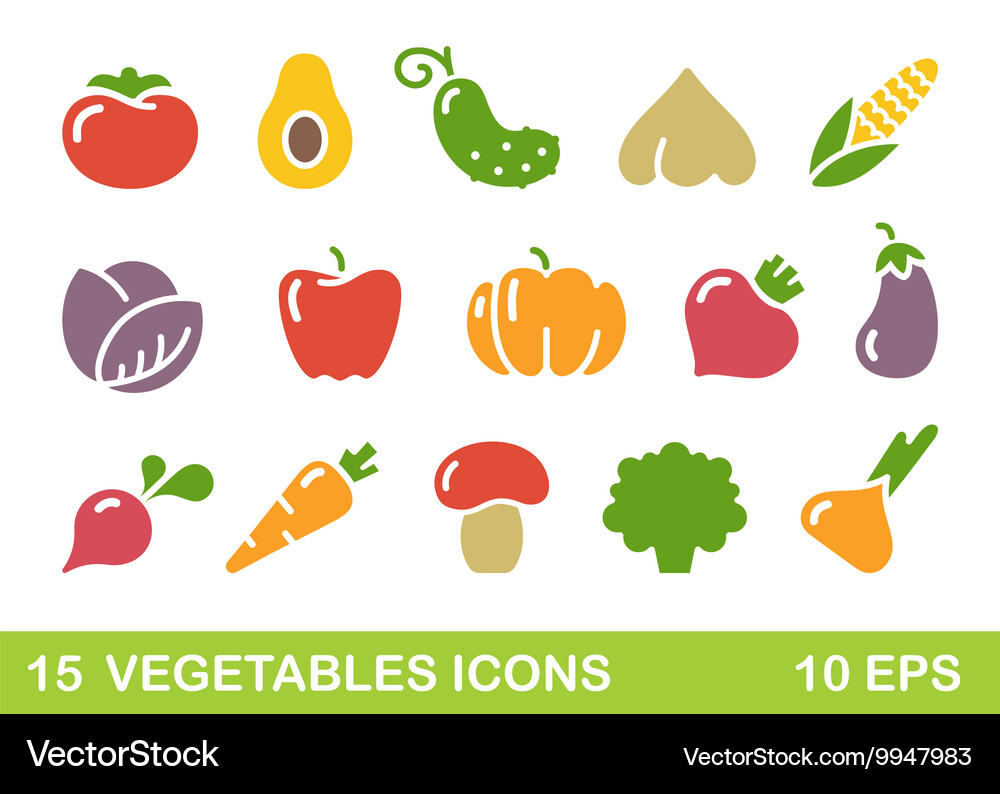 Stylized icons of vegetables Royalty Free Vector Image