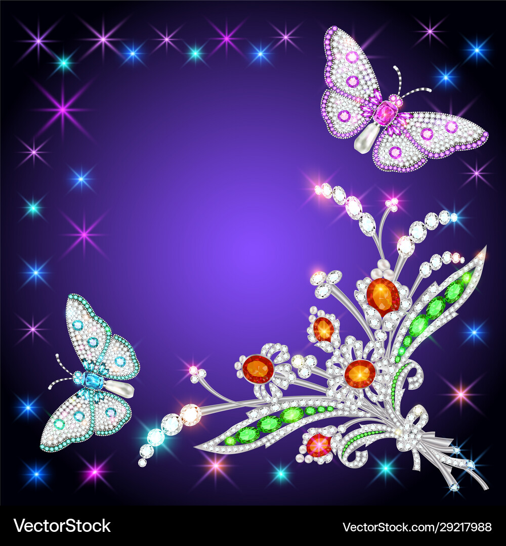 Background frame with butterflies and ornaments Vector Image