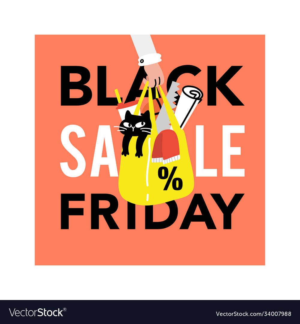 Black friday sale concept banner doodle Royalty Free Vector