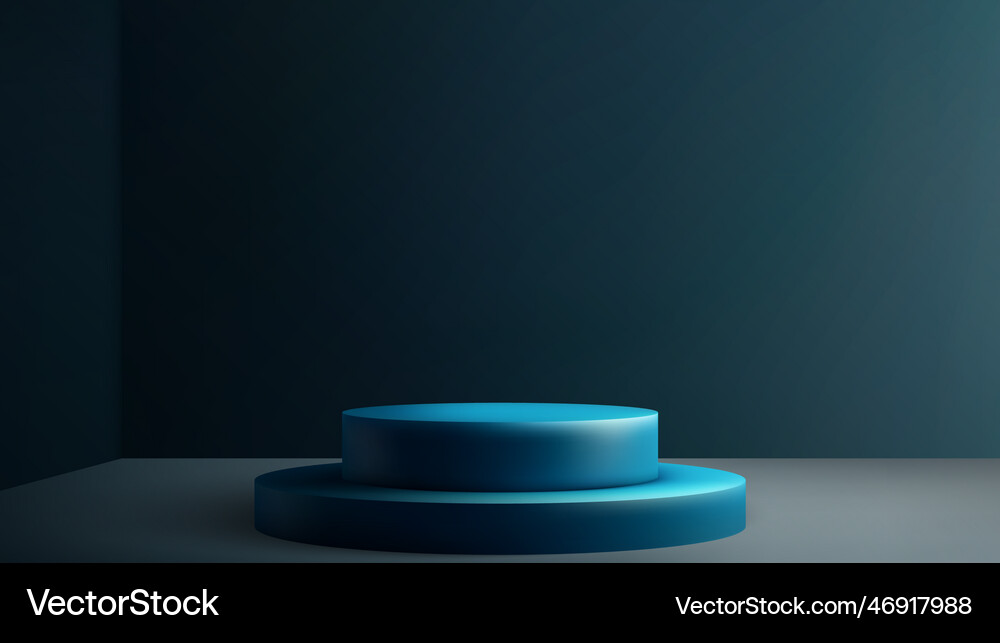 Blue round podium stage and 3d platform in studio Vector Image