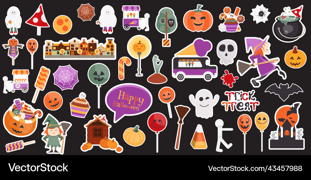 Cartoon halloween characters stickers Royalty Free Vector