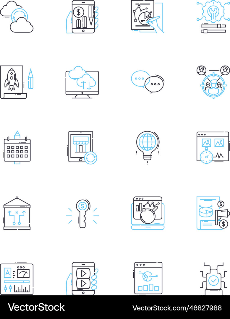 Email advertising linear icons set campaigns Vector Image