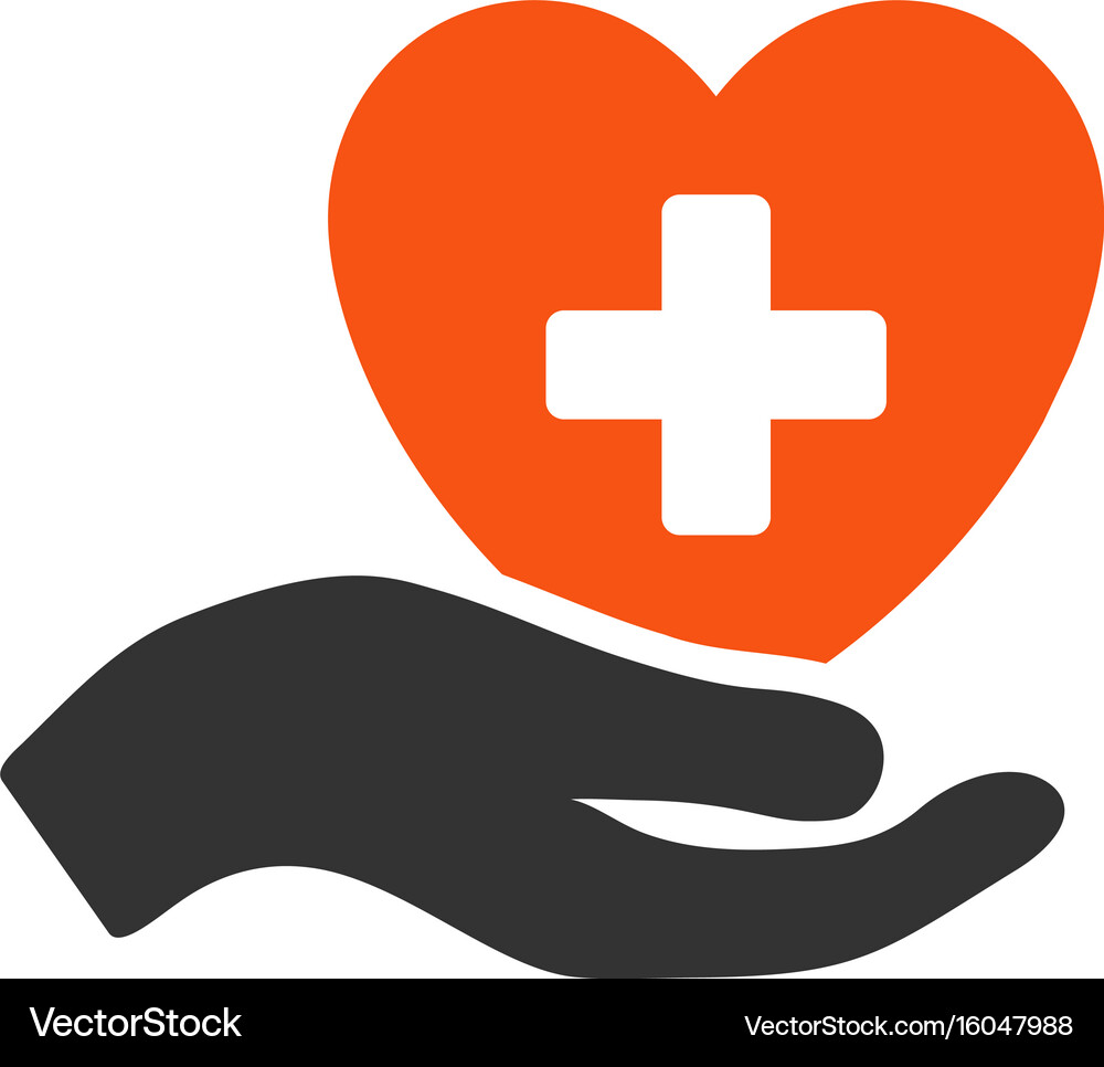Hand offer cardiology flat icon Royalty Free Vector Image