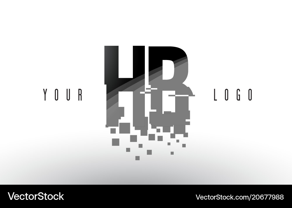 Hb h b pixel letter logo with digital shattered Vector Image