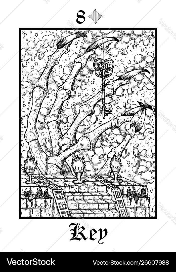 Key symbol tarot card from lenormand gothic Vector Image