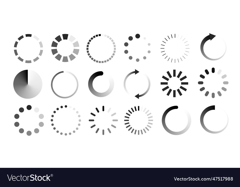 Loading icon set isolated on white Royalty Free Vector Image