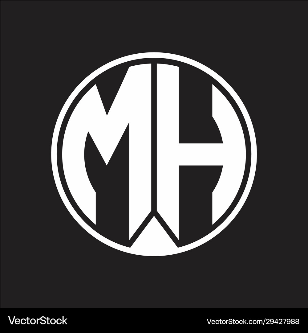 Mh logo monogram circle with piece ribbon style Vector Image