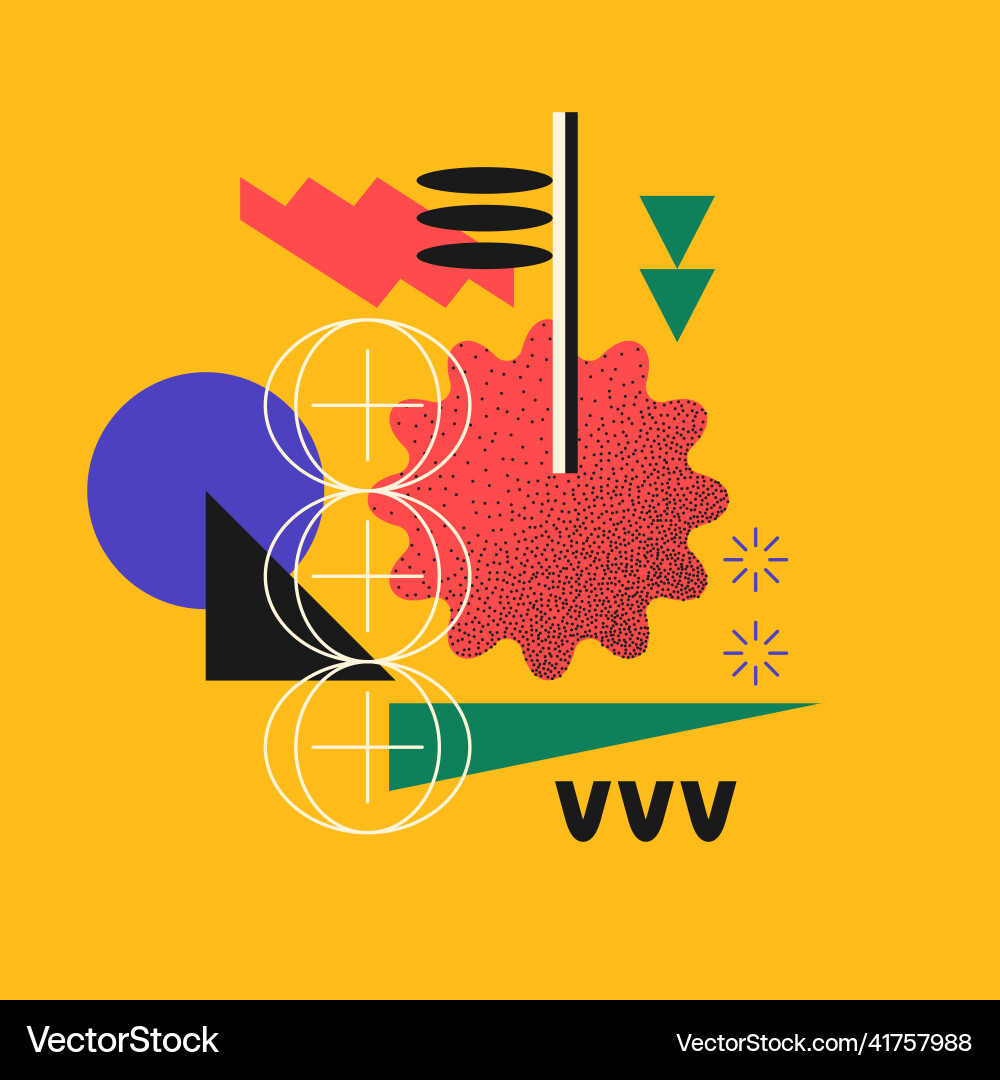 Modern geometric composition of various shapes Vector Image
