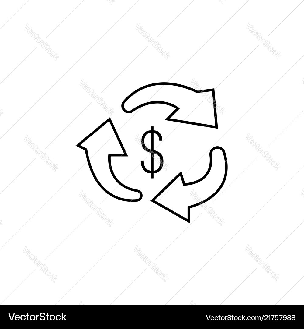 Money transfer icon black on white Royalty Free Vector Image