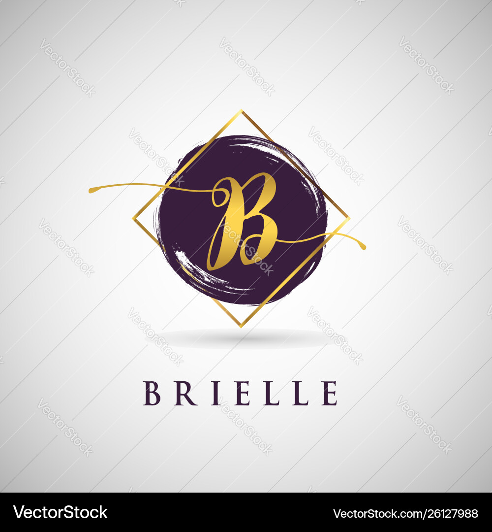 Simple elegance initial letter b gold logo type Vector Image