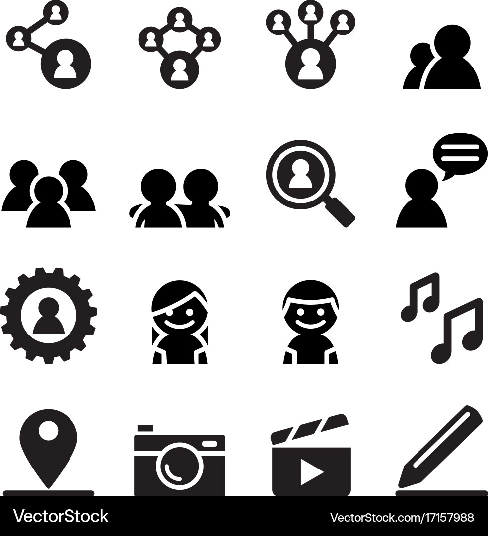 Social network social media icon set Royalty Free Vector