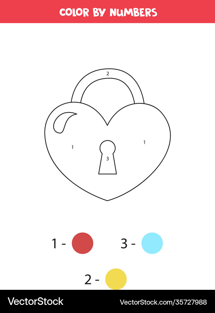 Valentine's Heart Lock Coloring Page Royalty Free Vector