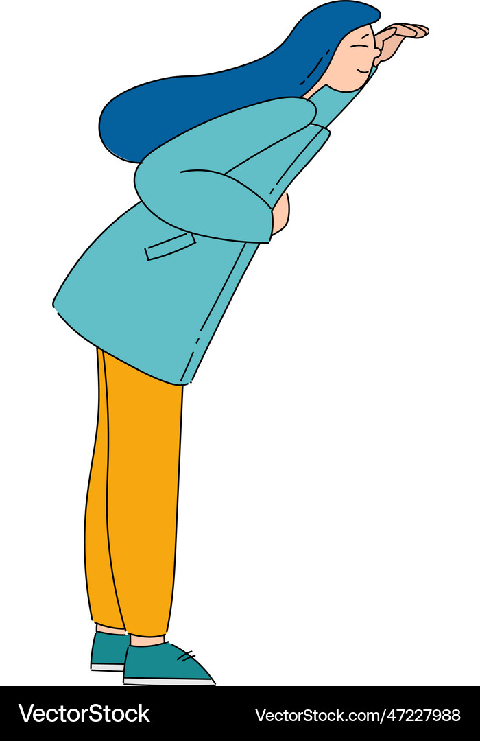 Woman looking far at something interesting Vector Image