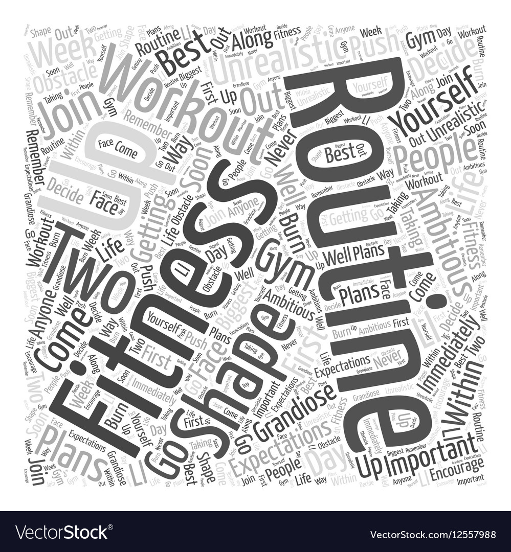 Workout routine word cloud concept Royalty Free Vector Image