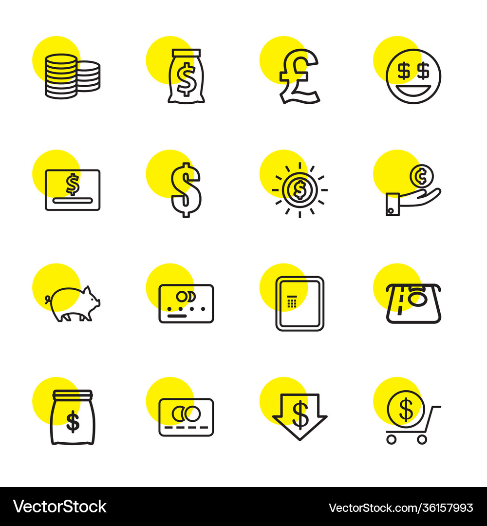 16 cash icons Royalty Free Vector Image - VectorStock