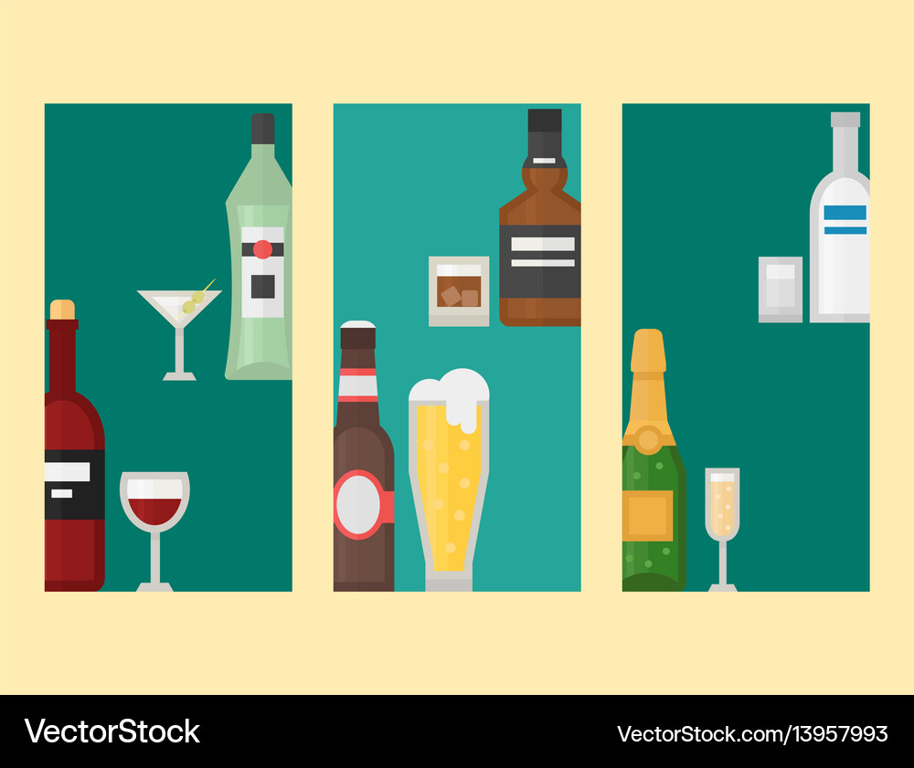 Alcohol drinks beverages cocktail card drink Vector Image