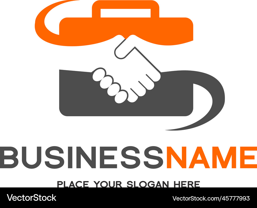 Bag job with hand shake logo template Royalty Free Vector