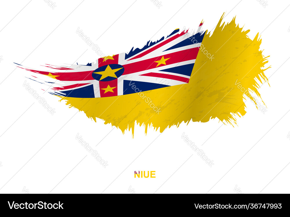 Flag niue in grunge style with waving effect Vector Image