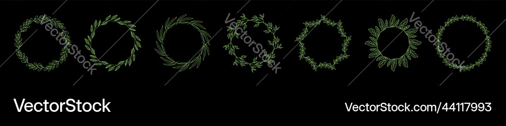 Floral circle hand drawn wreaths set Royalty Free Vector